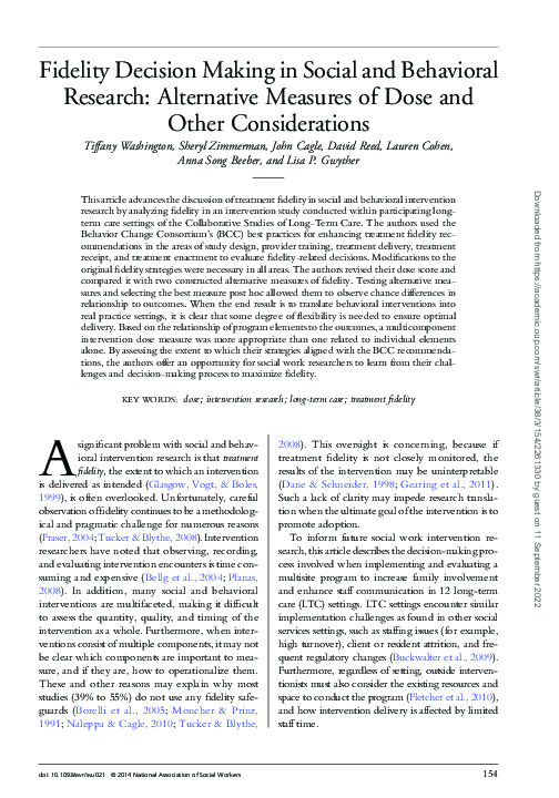 (PDF) Fidelity Decision Making in Social and Behavioral Research ...