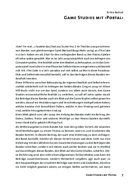 (PDF) Game Studies mit ›Portal‹