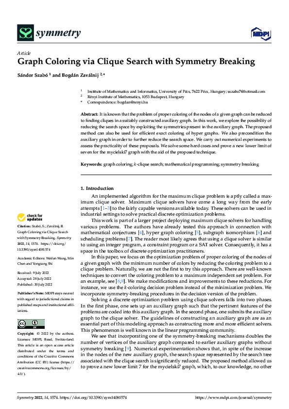 (PDF) Graph Coloring via Clique Search with Symmetry Breaking