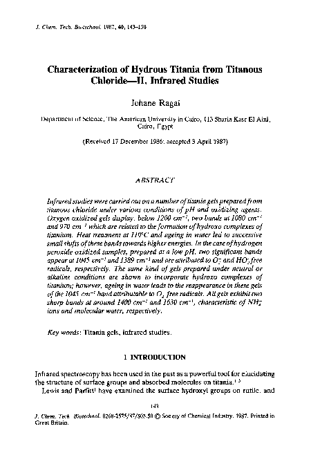 (PDF) Characterization of hydrous titania from titanous chloride-I ...