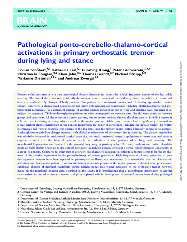 (PDF) Neural Activations in Primary Orthostatic Tremor