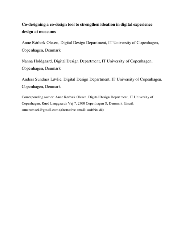 (PDF) Co-designing a co-design tool to strengthen ideation in digital ...