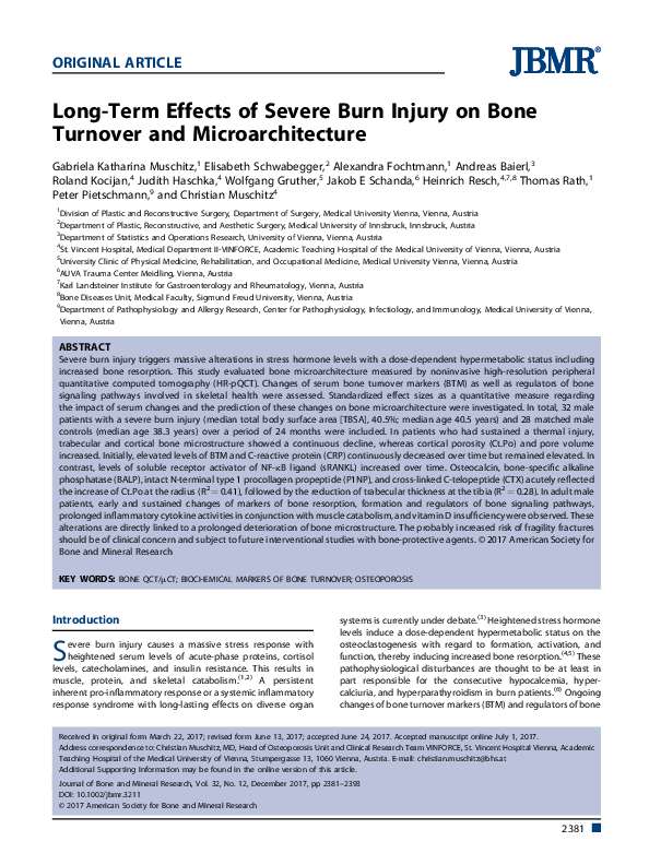 (PDF) Long-Term Effects of Severe Burn Injury on Bone Turnover and ...