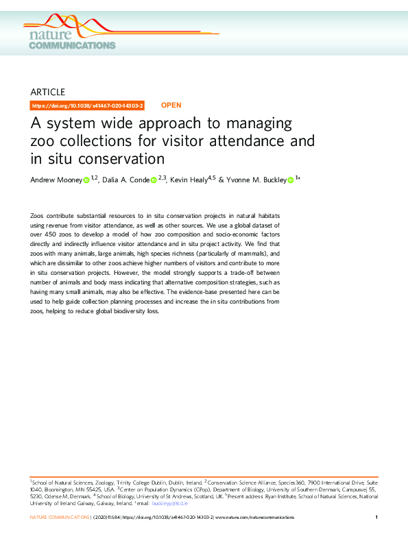 (PDF) A system wide approach to managing zoo collections for visitor ...