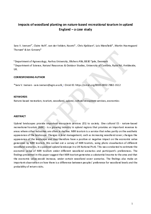 (PDF) Impacts of woodland planting on nature-based recreational tourism ...