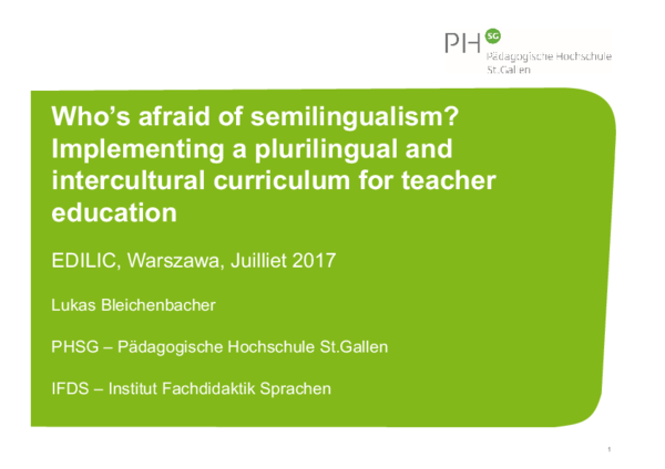 (PDF) Who's afraid of semilingualism? Implementing a plurilingual and ...
