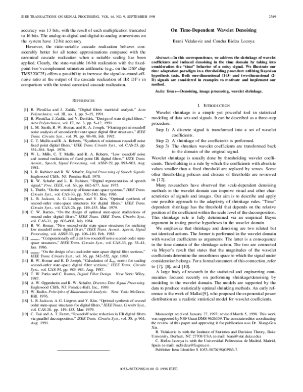 (PDF) On time-dependent wavelet denoising