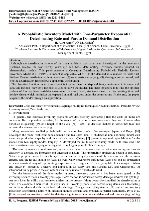 (PDF) A Probabilistic Inventory Model with Two-Parameter Exponential ...