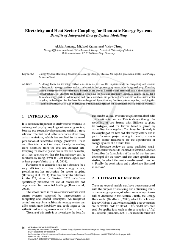 (PDF) Electricity and Heat Sector Coupling for Domestic Energy Systems - Benefits of Integrated ...