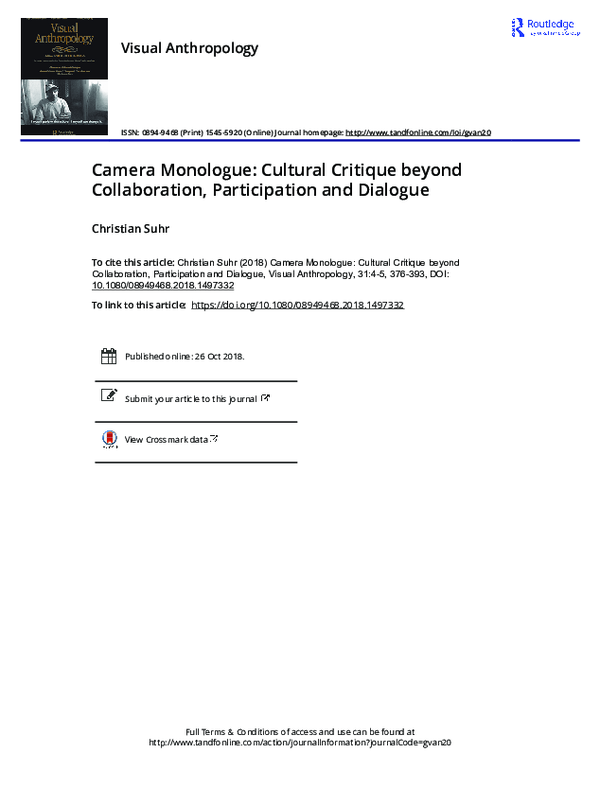 (PDF) Camera Monologue: Cultural Critique beyond Collaboration ...