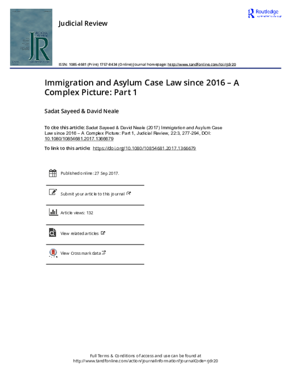 (PDF) Immigration and Asylum Case Law since 2016 – A Complex Picture ...