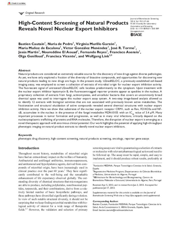 (PDF) High-Content Screening of Natural Products Reveals Novel Nuclear ...