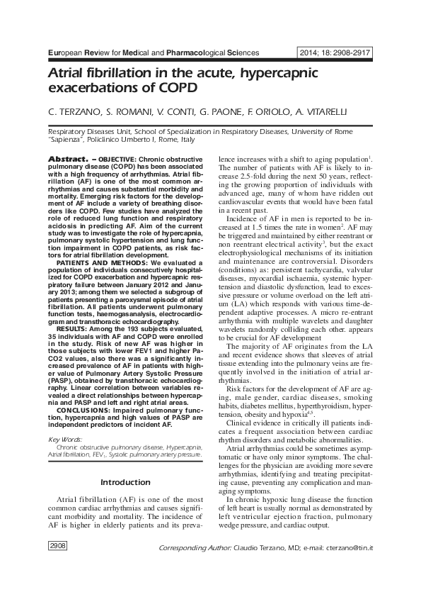 (PDF) Atrial fibrillation in the acute, hypercapnic exacerbations of COPD