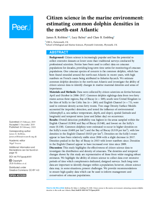 (PDF) Citizen science in the marine environment: estimating common ...