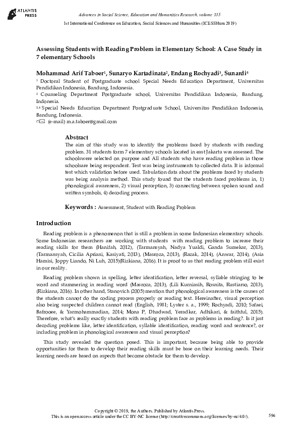 (PDF) Assessing Students with Reading Problem in Elementary School: A ...