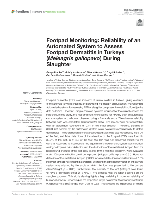 (PDF) Footpad Monitoring: Reliability of an Automated System to Assess ...