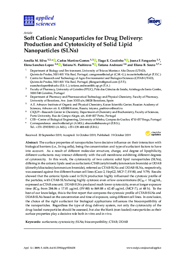 (PDF) Soft Cationic Nanoparticles for Drug Delivery: Production and ...