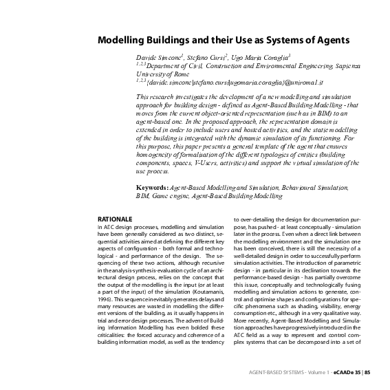 (PDF) Modelling Buildings and their Use as Systems of Agents