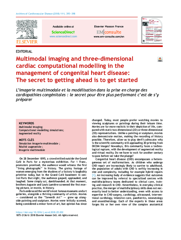 Pdf Multimodal Imaging And Three Dimensional Cardiac Computational