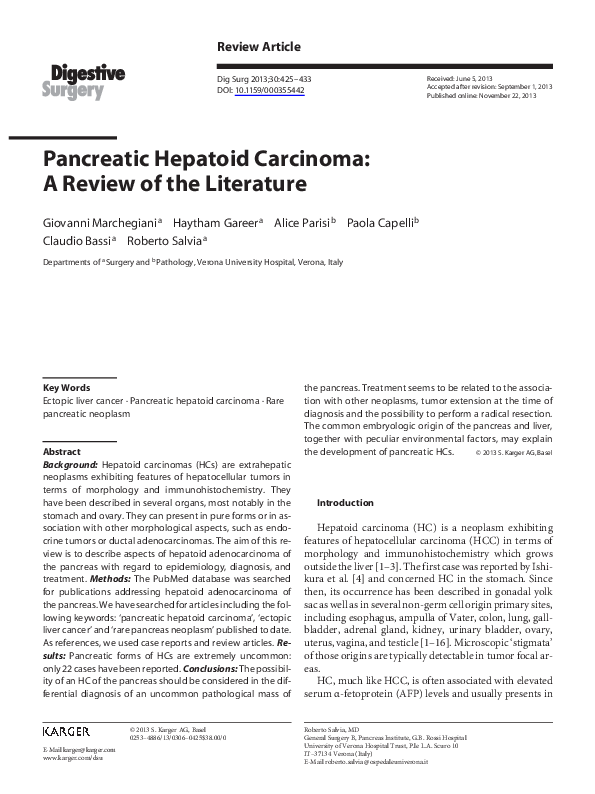 (PDF) Pancreatic Hepatoid Carcinoma: A Review of the Literature