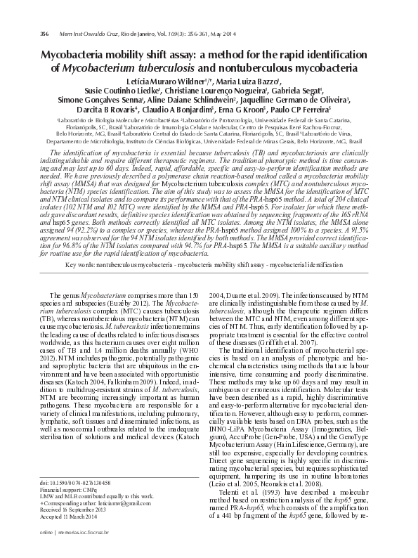 (PDF) Mycobacteria mobility shift assay: a method for the rapid ...