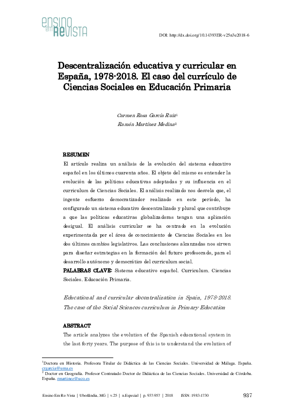 (PDF) Descentralización educativa y curricular en EspaÃ±a, 1978-2018 ...
