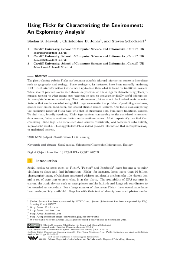 (PDF) Using Flickr for Characterizing the Environment: An Exploratory ...