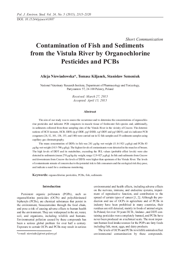 (PDF) Contamination of fish and sediments from the Vistula River in the ...