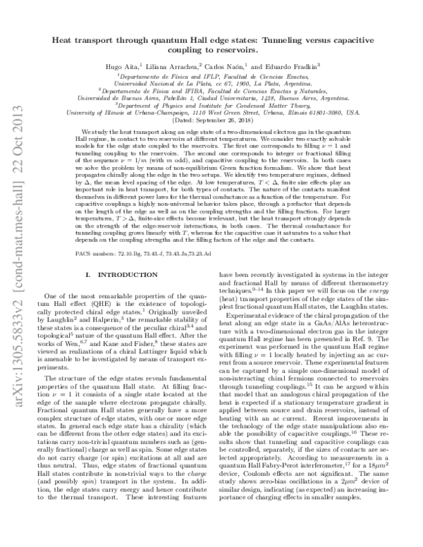 (PDF) Heat transport through quantum Hall edge states: Tunneling versus ...