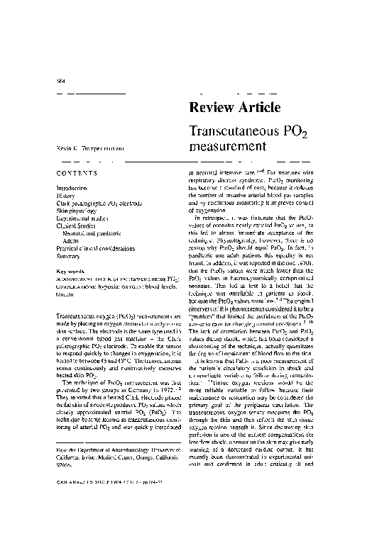 (PDF) Transcutaneous PO2 measurement