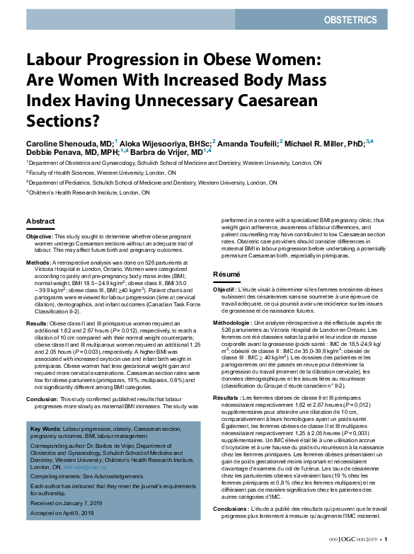 (PDF) Labour Progression in Obese Women: Are Women With Increased Body ...