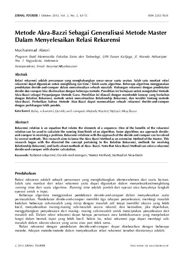 (PDF) Metode Akra-Bazzi Sebagai Generalisasi Metode Master Dalam ...