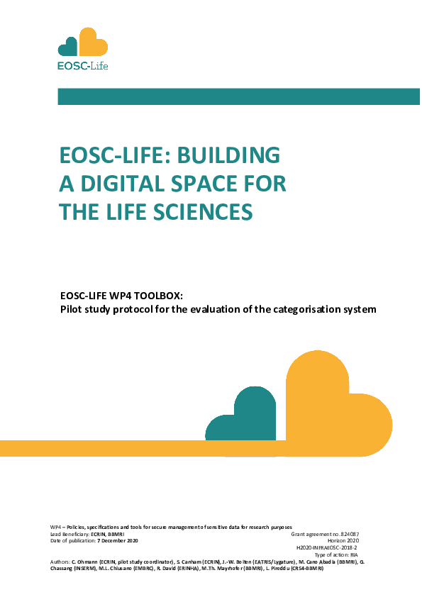 (PDF) EOSC-Life WP4 Toolbox: Pilot study protocol for the evaluation of the categorisation system