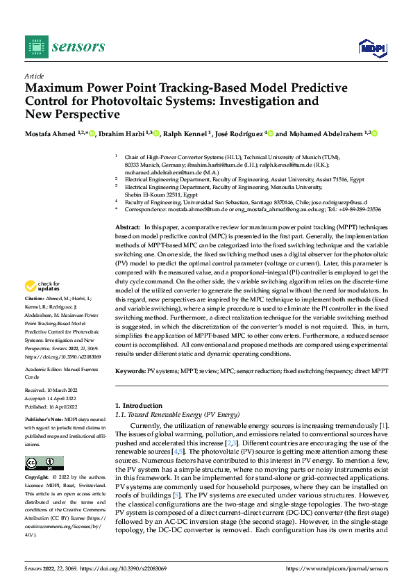 Pdf Maximum Power Point Tracking Based Model Predictive Control For 4322