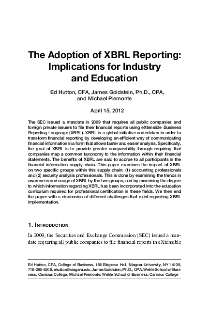 (PDF) The Adoption of XBRL Reporting: Implications for Industry and ...