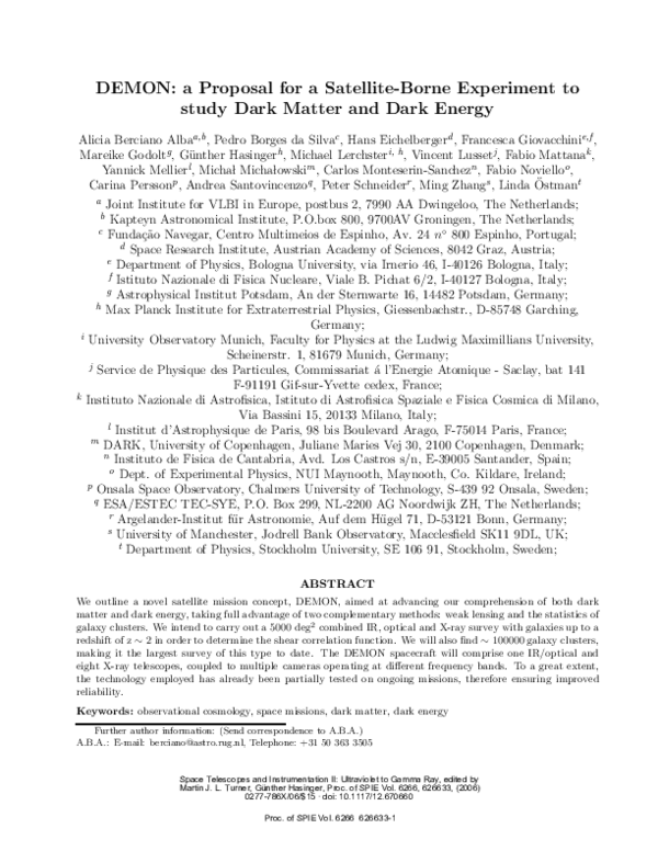 (PDF) DEMON: a proposal for a satellite-borne experiment to study dark ...