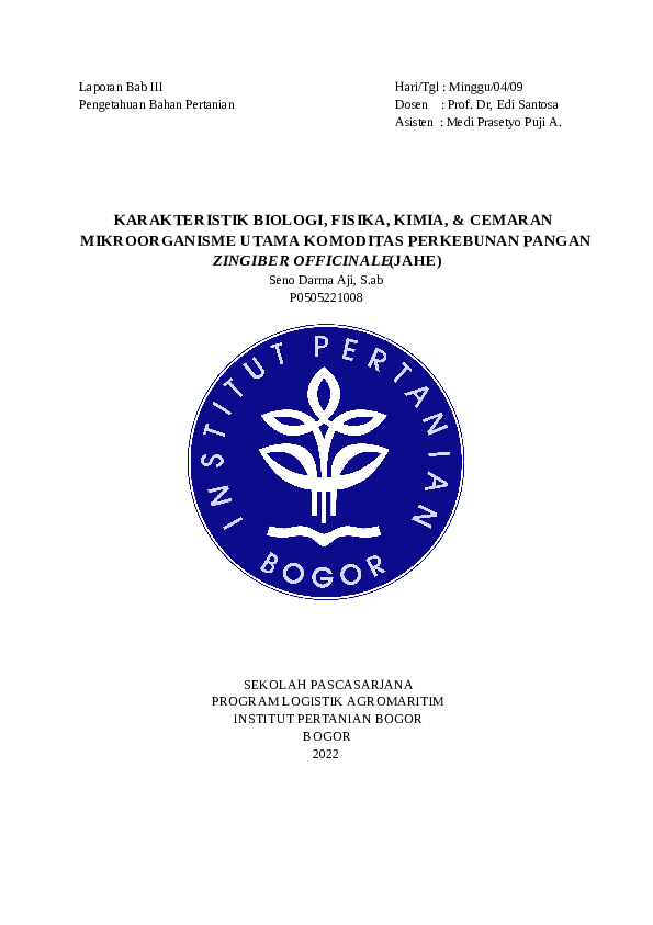 Pdf Karakteristik Biologi Fisika And Kimia Komoditas Zingiber Officinale