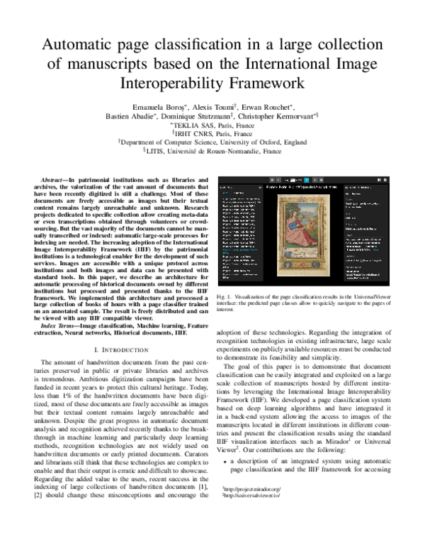 (PDF) Automatic Page Classification in a Large Collection of Manuscripts Based on the ...