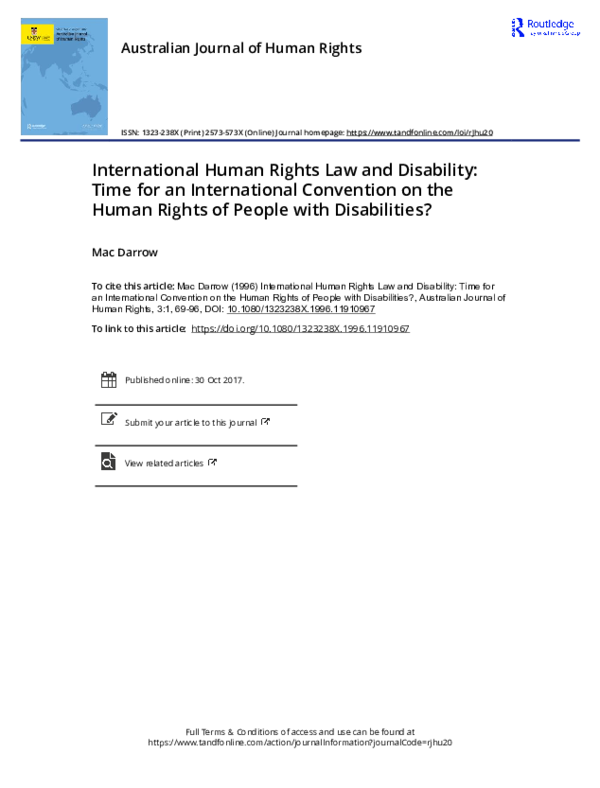 (PDF) International Human Rights Law and Disability: Time for an ...