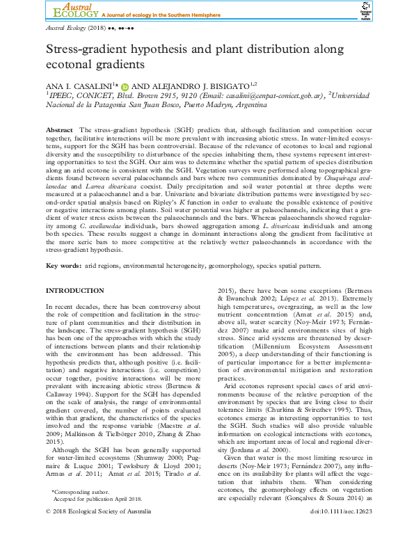 (PDF) Stress-gradient hypothesis and plant distribution along ecotonal gradients