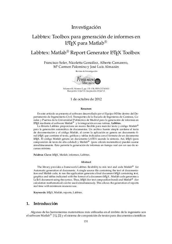 (PDF) Labbtex: Toolbox para generación de informes en LaTeX para Matlab