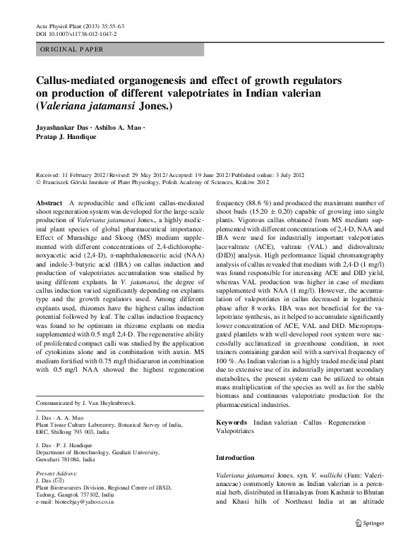 (PDF) Callus-mediated organogenesis and effect of growth regulators on ...