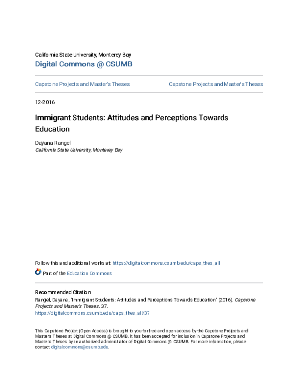 (PDF) Immigrant Students: Attitudes and Perceptions Towards Education