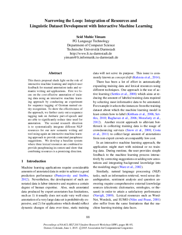 Pdf Narrowing The Loop Integration Of Resources And Linguistic Dataset Development With