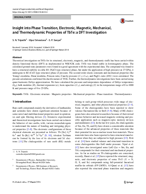 (PDF) Insight into Phase Transition, Electronic, Magnetic, Mechanical, and Thermodynamic ...