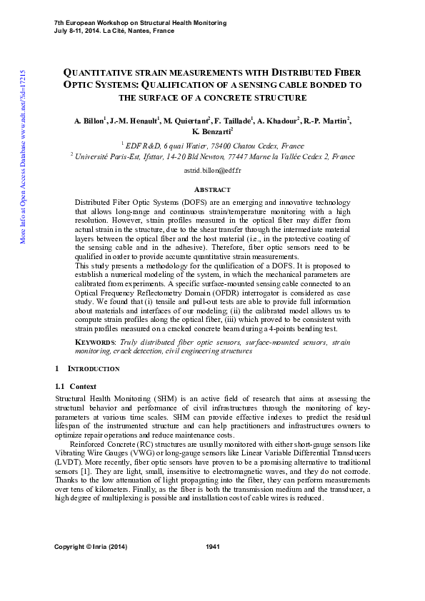 (PDF) Quantitative strain measurements with distributed fiber optic systems : qualification of a ...