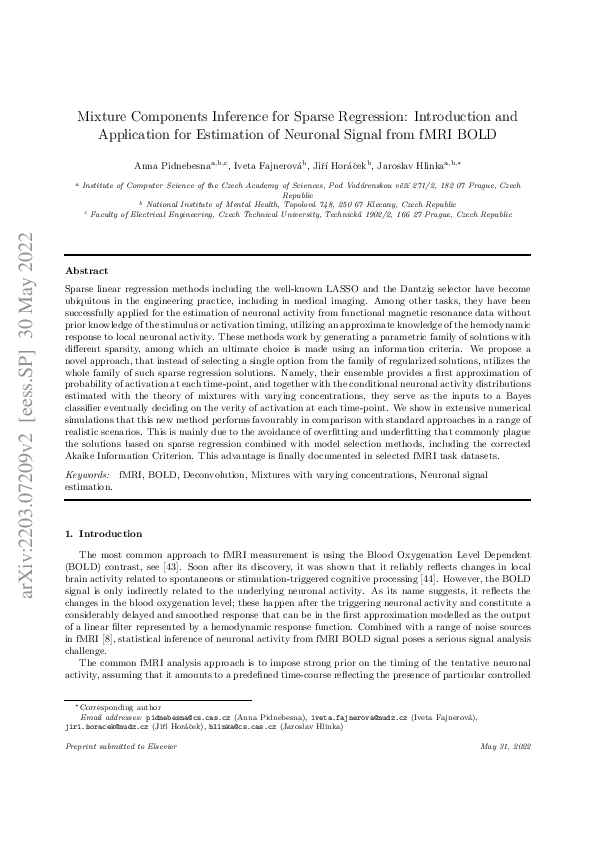 (PDF) Mixture Components Inference for Sparse Regression: Introduction and Application for ...