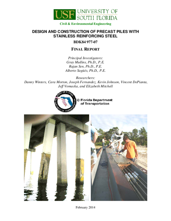 (PDF) Design and Construction of Precast Piles with Stainless Reinforcing Steel