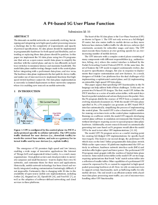 (PDF) A P4-based 5G User Plane Function