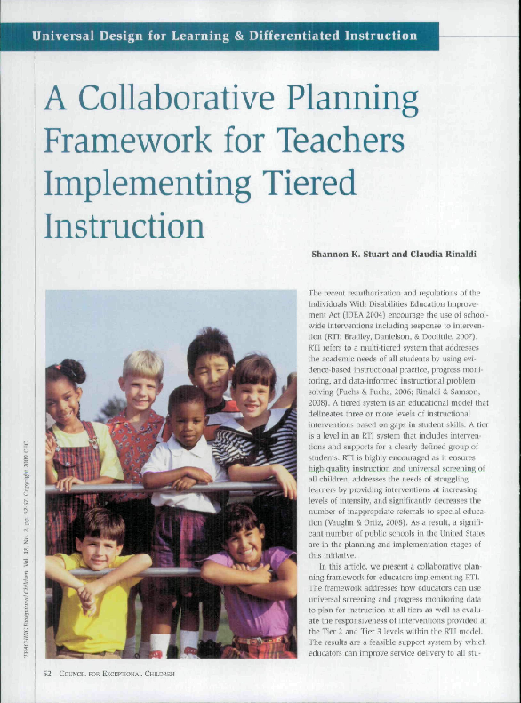 (PDF) A Collaborative Planning Framework for Teachers Implementing ...